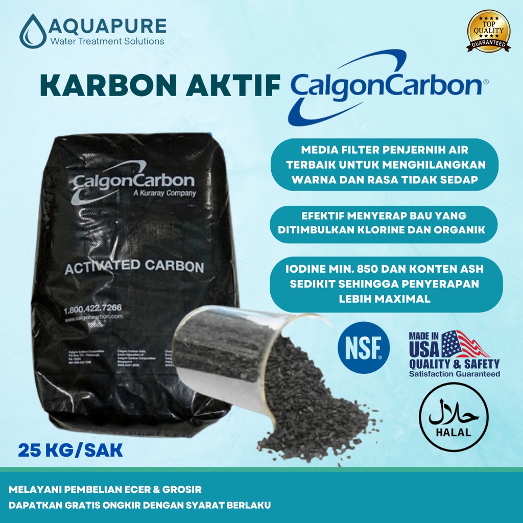 Jual Karbon Aktif Calgon F100 25Kg import USA Media Filter Air | Shopee ...