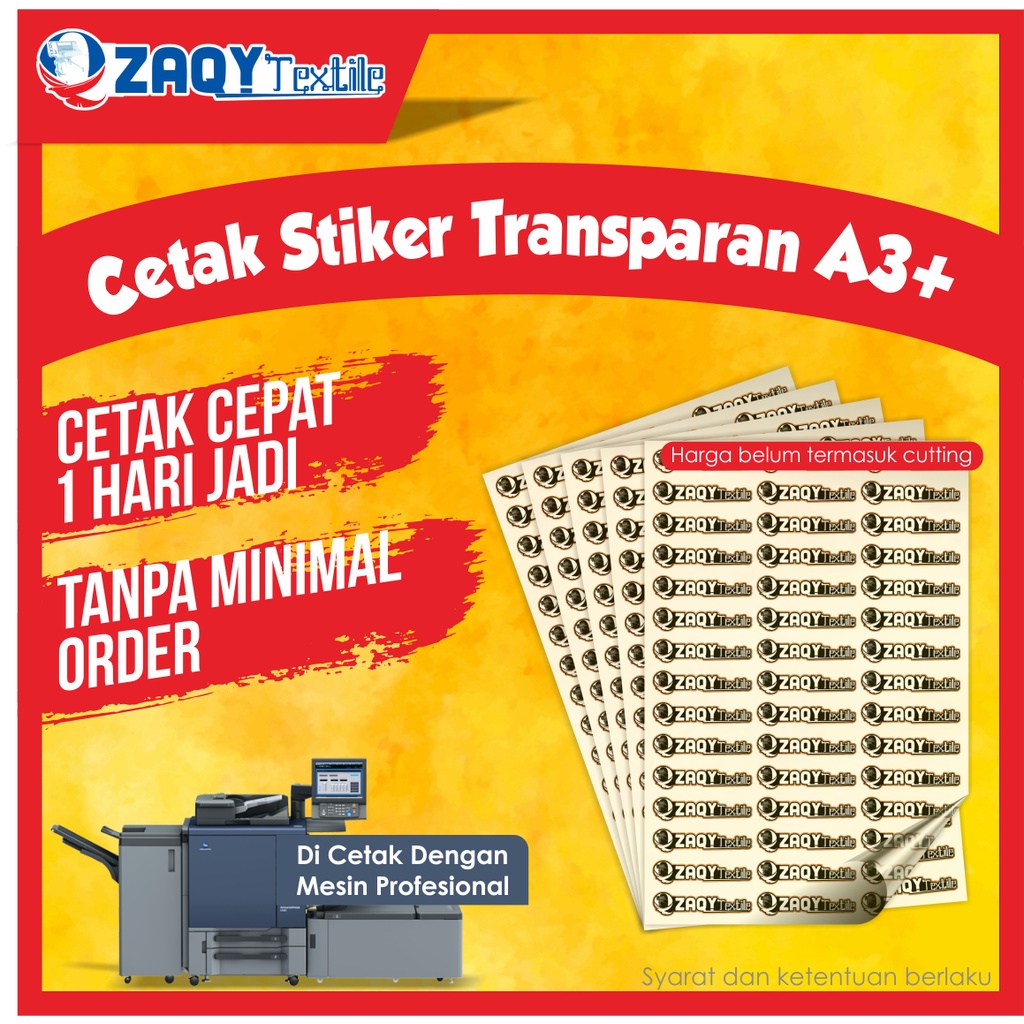 Jual Cetak Sticker Quantac Transparan a3+ (32x48CM) / Cetak Label ...