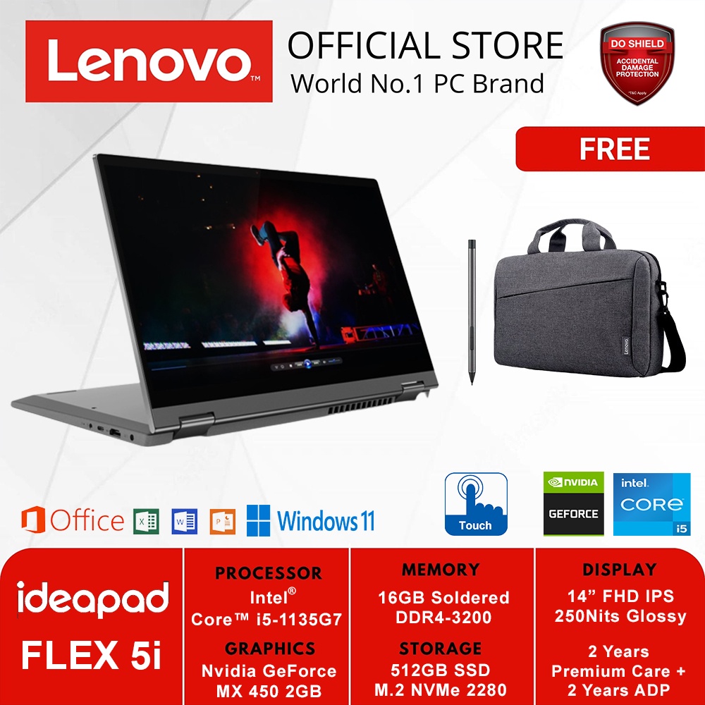 Jual LENOVO IDEAPAD FLEX 5i VLID Core i5-1135G7 MX450 2GB 16GB 512GB ...