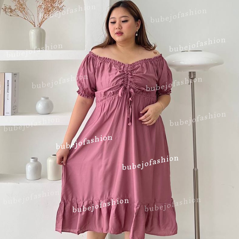 Jual dress dada serut jumbo lingkar dada 130/daster jumbo kekinian ...