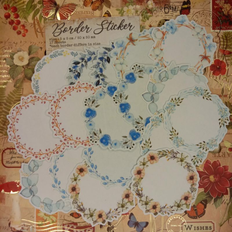 Jual sticker border, sticker bingkai bentuk bulat untuk diy, jurnal ...