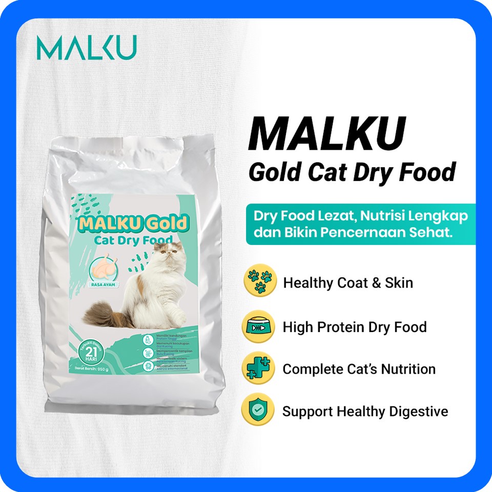 Jual Makanan Kucing Kering Malku Gold Cat Dry Food 950 gram - Agen ...