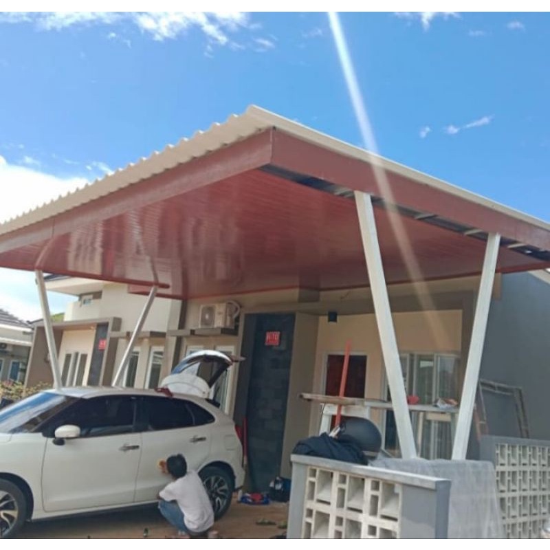 Jual kanopi baja ringan atap alderon RS single layar + plafon pvc ...