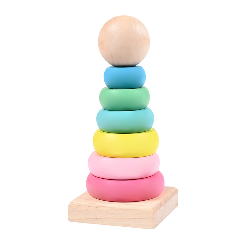 Jual Donut Ring Tower | Puzzle Menara Cincin Donat Kayu | Balok Susun ...
