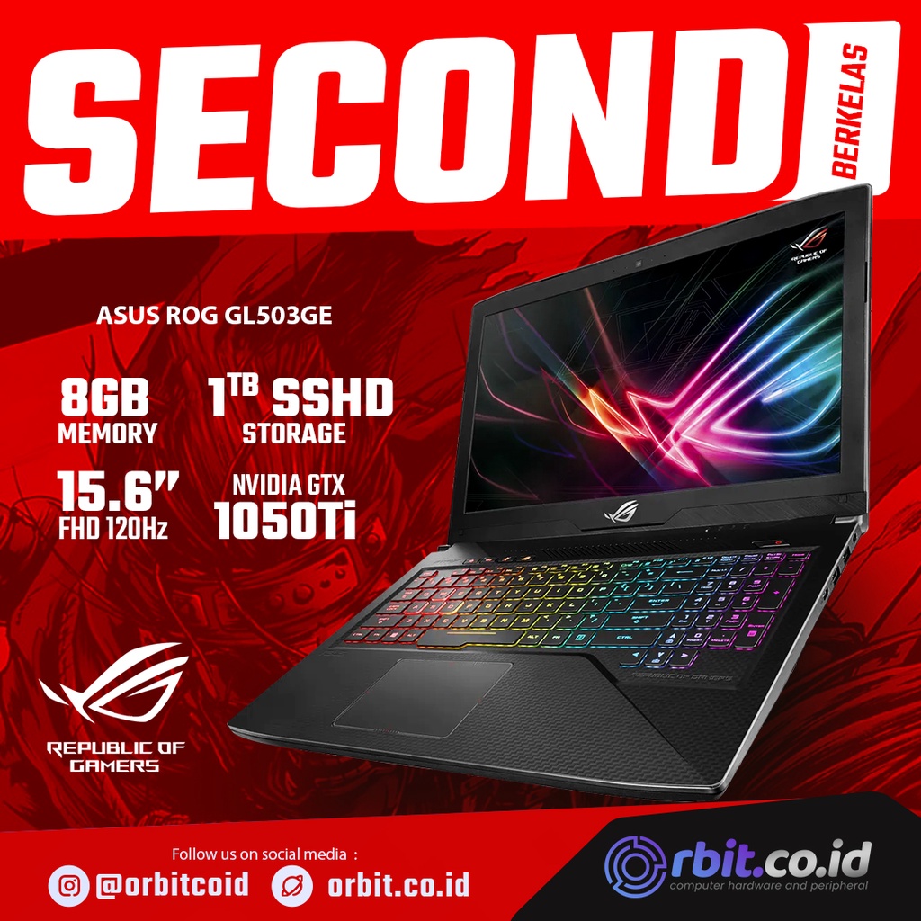 Jual ASUS ROG GL503GE [SECOND] INTEL CORE I7-8750H 8GB SSDHD 1TB ...