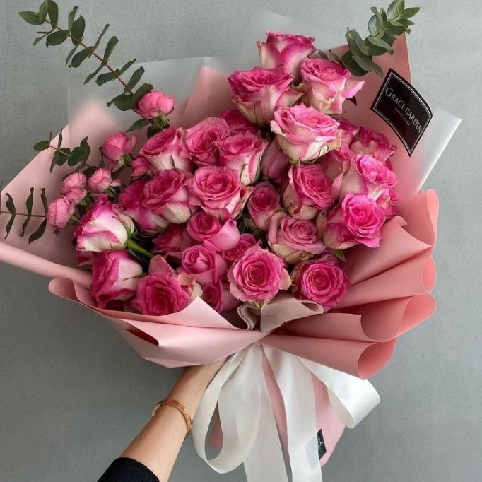 Jual THE FUCHSIA PINK FANTA ROSES BOUQUET BUCKET BUKET BUNGA WISUDA ...
