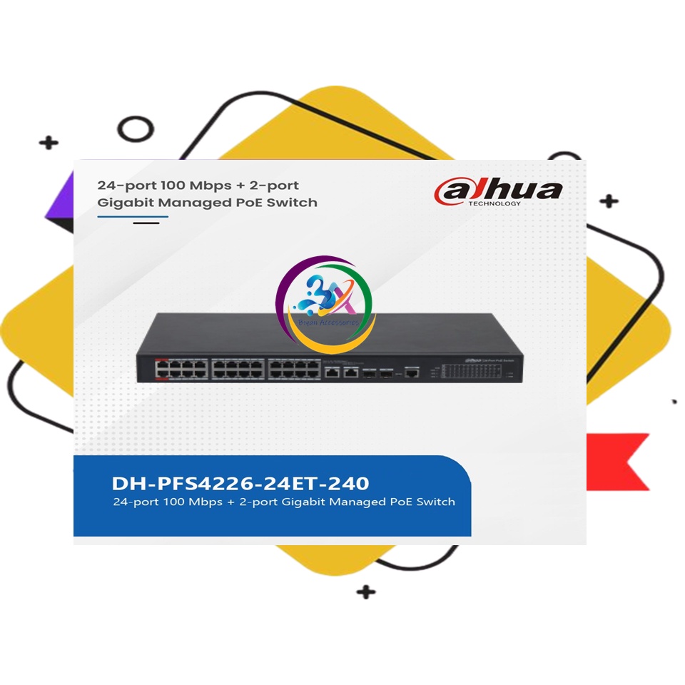 Jual Switch PoE Dahua DH-PFS4226-24ET-240 24 port + 2 port Gigabit PoE ...