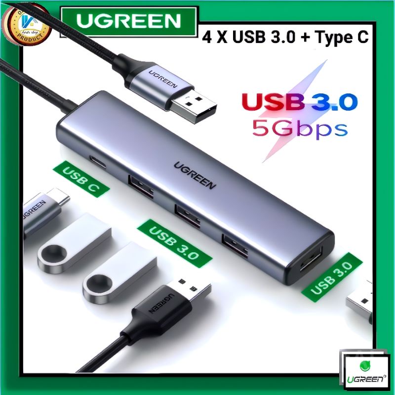 Jual UGREEN Adapter USB HUB Splitter 4 port USB 3.0 High speed | Shopee ...