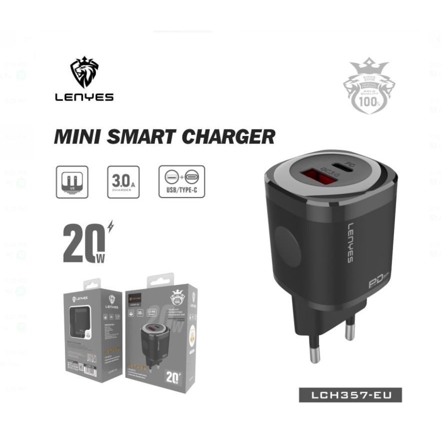 Jual Batok charger lenyes LCH-357 20W PD + QC 3.0 kepala charger ...