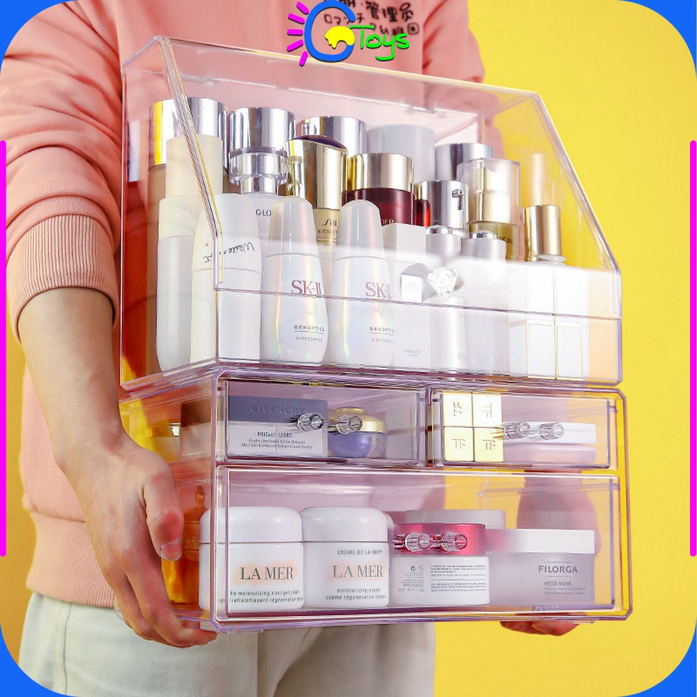 Jual CR-K133 Rak Kosmetik Acrylic Transparan Dengan Penutup Anti Debu ...