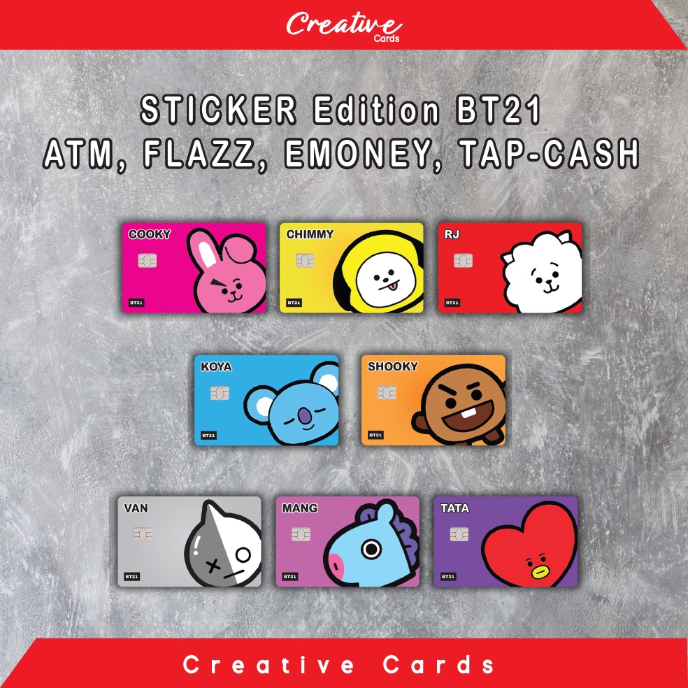 Jual Sticker Kartu Atm Skin Card - BT21 Edition Vinyl + Laminating ...
