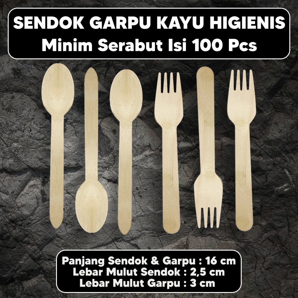 Jual SENDOK KAYU / GARPU KAYU SEKALI PAKAI HIGIENIS MINIM SERABUT ...