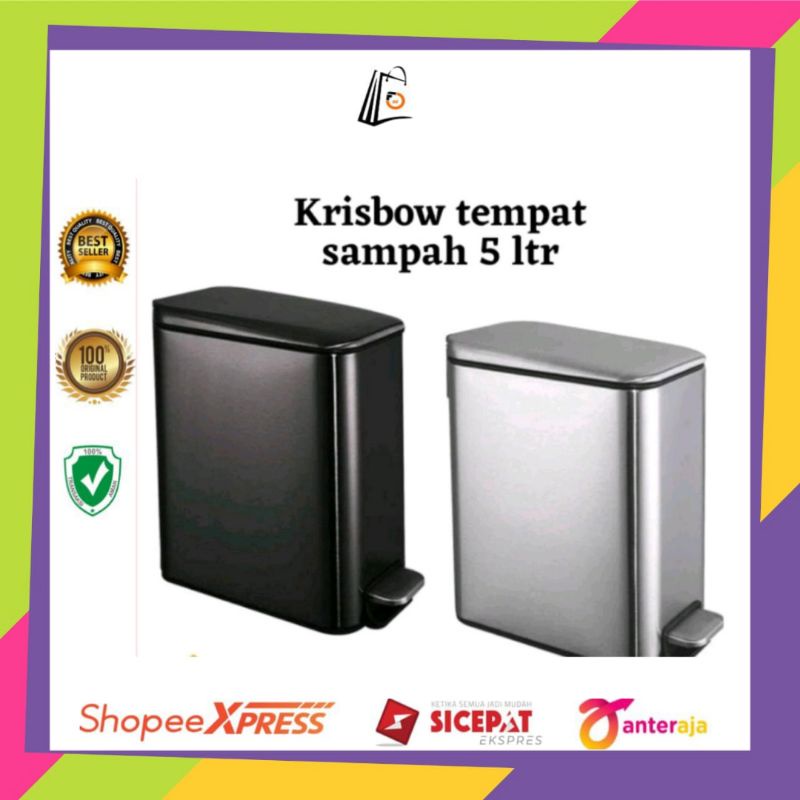 Jual ACE - Krisbow 5 Liter Tempat Sampah Stainless Slim Soft Close - Hitam | Shopee Indonesia