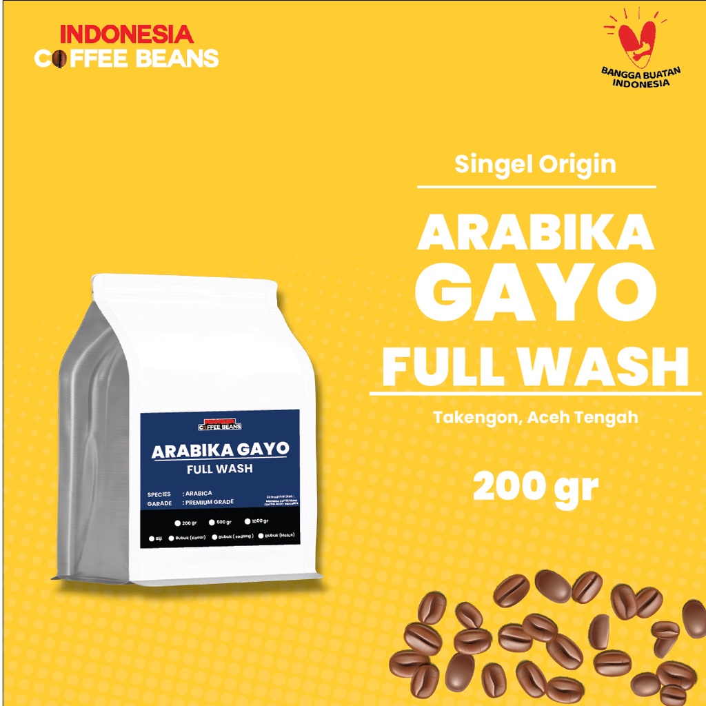 Jual Kopi Arabika Gayo Full Wash 200 Gram | Full Wash Single Origin ...