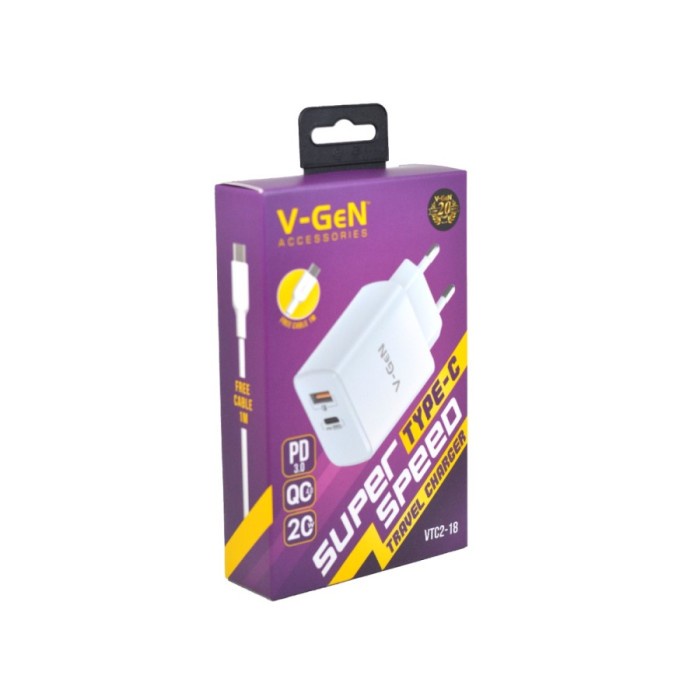 Jual VGEN V-GeN VTC2-18 Adapter Charge Fast Charging QC 4.0 PD Type C ...
