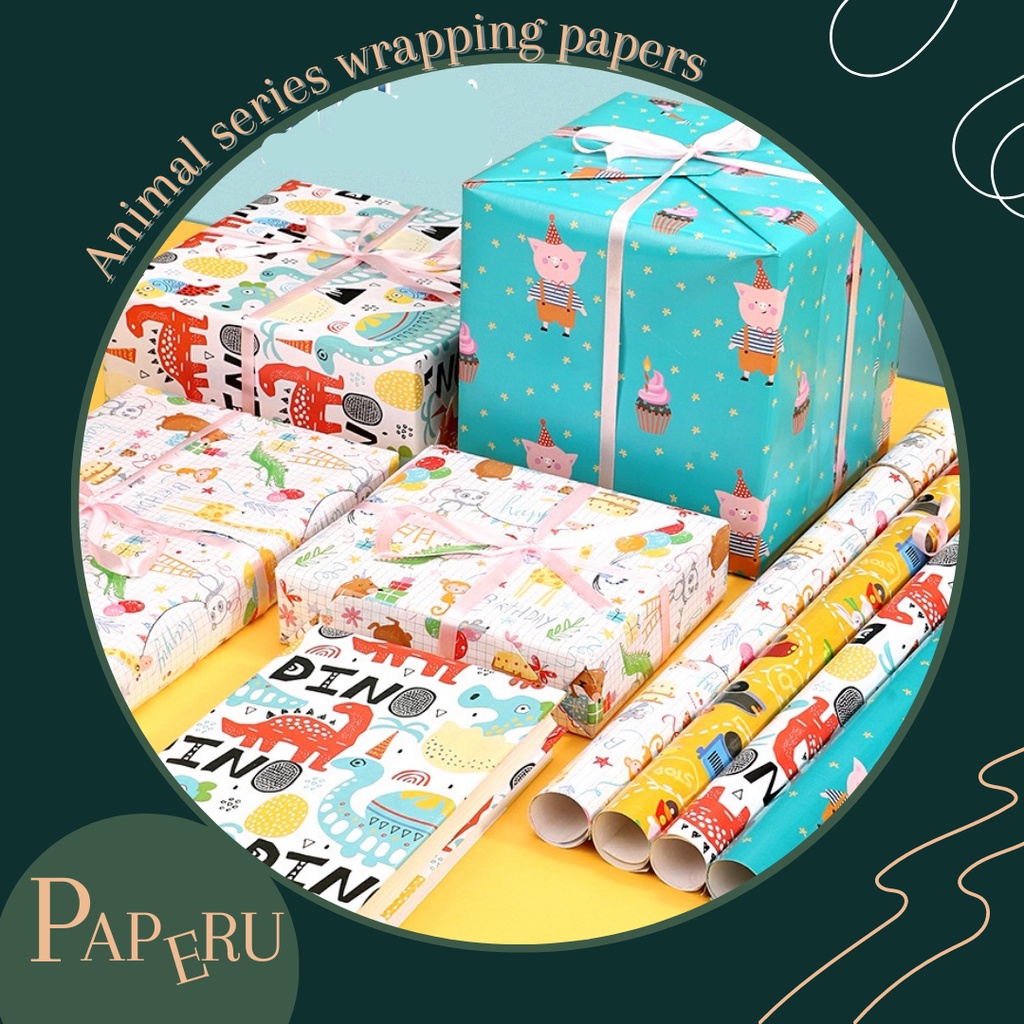 Jual [PAPERU] Animal Series Present Wrapping Paper | Kertas Kado Motif ...