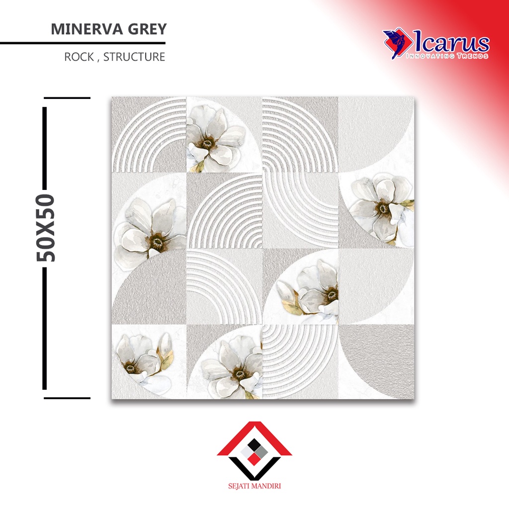 Jual keramik 50x50 - motif pola bunga - icarus - minerva grey | Shopee ...