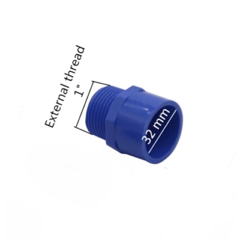 Jual Blue Socket Soket Sok Drat Luar 1 inch Inner Diameter 32mm PVC ...