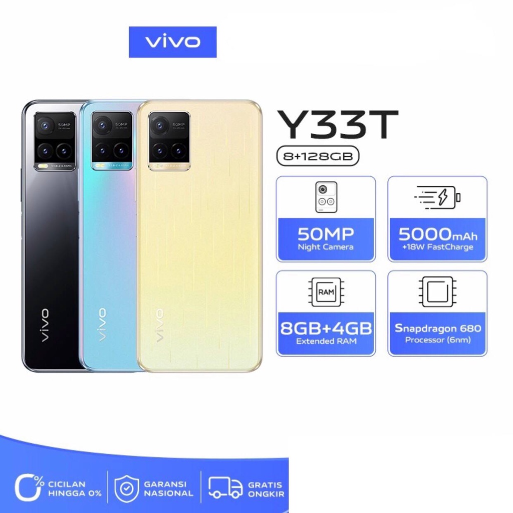 Jual Vivo Y33T | 8GB+128GB |Snapdragon 640 | 50MP Triple Camera | 6.58 ...