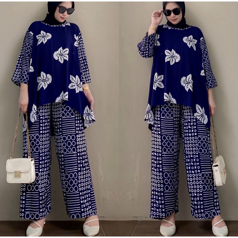 Jual ONE SET WANITA CALANDRA SETELAN KEKINIAN BATIK CAP RAYON SAMITEX | SETELAN WANITA | SETELAN ...