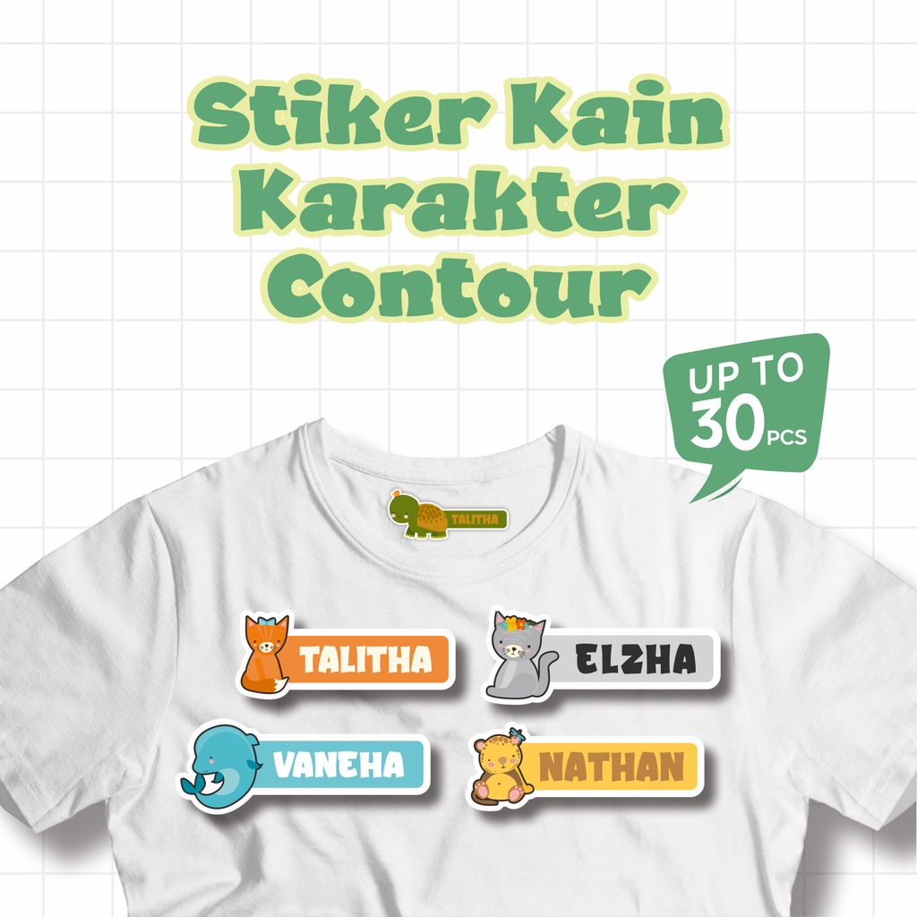 Jual STIKER KAIN KARAKTER CONTOUR Label Nama Baju Anak Sablon Setrika ...