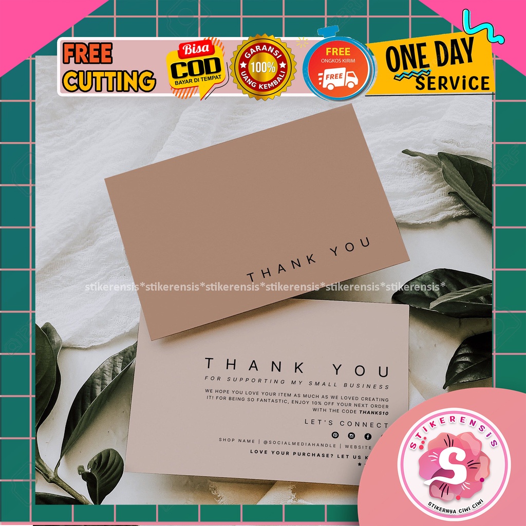 Jual TKC 4-10 Thank You Card Custom Thanks Card Olshop Kartu Ucapan Terima Kasih | Shopee Indonesia