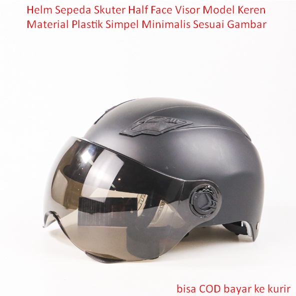 Jual Helm Sepeda Skuter Half Face Visor Model Keren Material Plastik ...