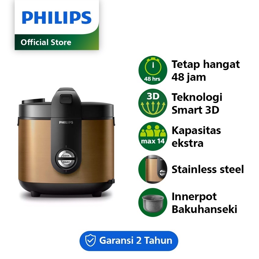 Jual PHILIPS 2L Rice Cooker HD3138/34 - 400Watt Penanak Nasi Analog ...