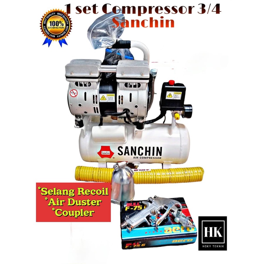 Jual Paket Cat Kompresor 3/4hp Set Sanchin Silent Tanpa Oli Kompresor ...