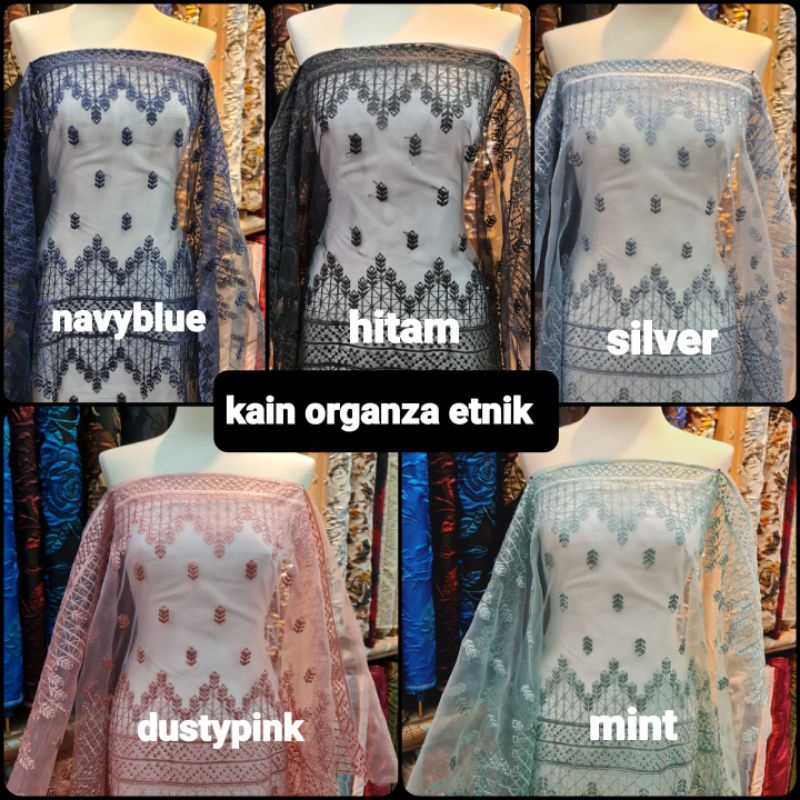 Jual Kain Organza Etnik Flores Motif//Harga Per Setengah Meter(50cm ...