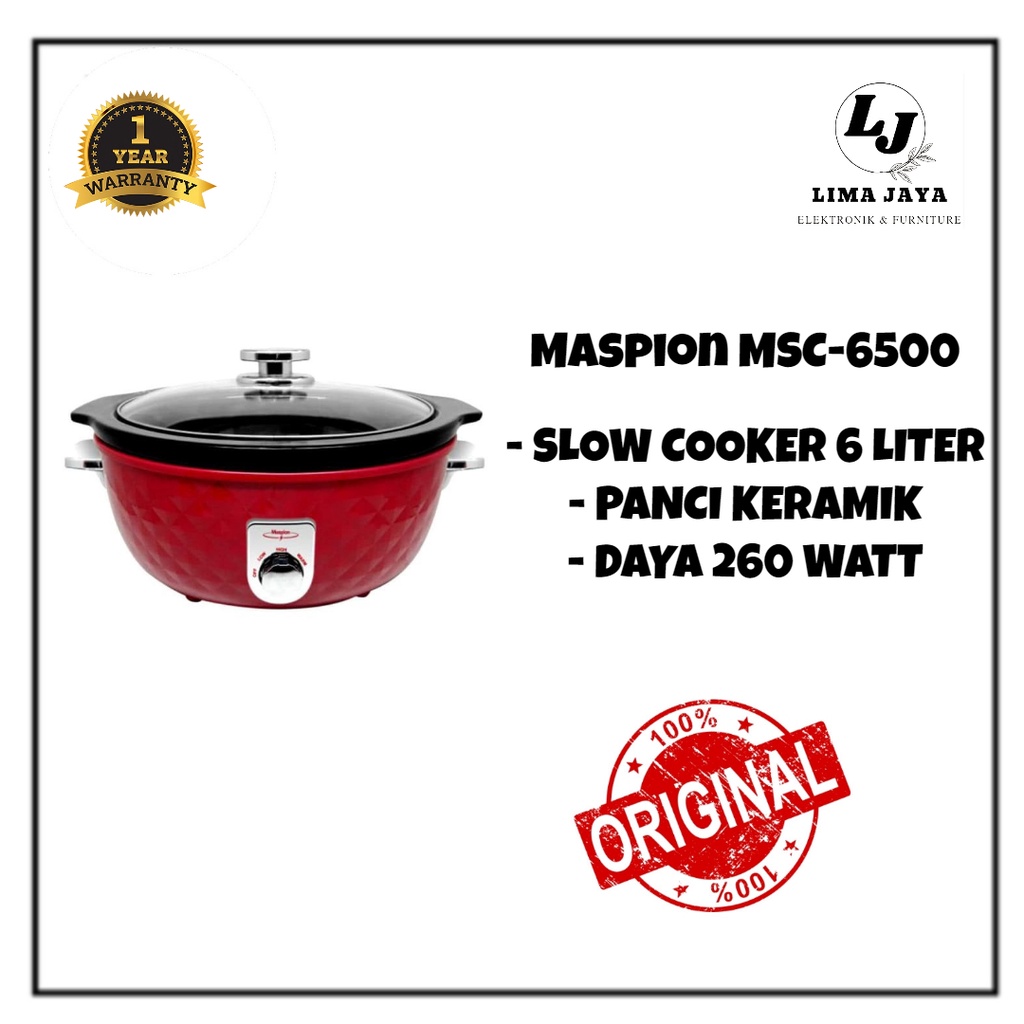 Jual Maspion Slow Cooker MSC-6500 Electric Slowcooker 6 liter | Shopee ...