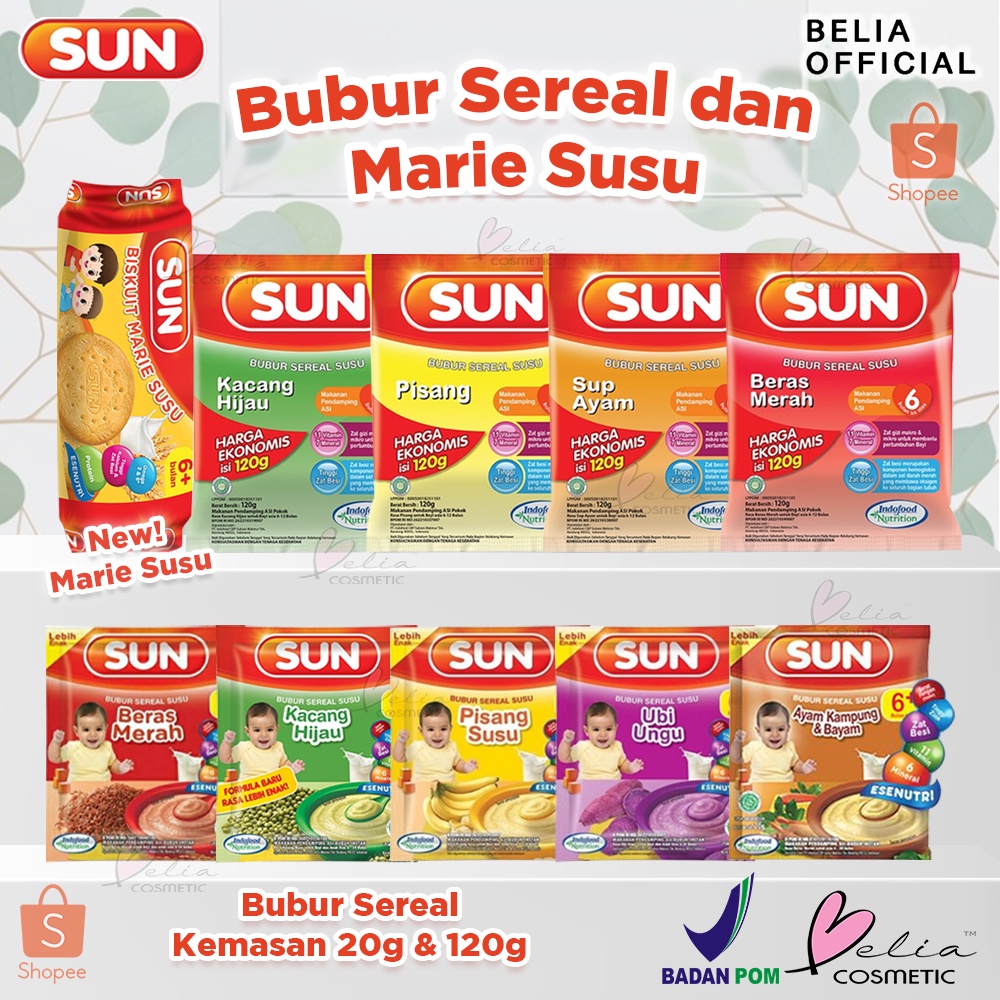 Jual BELIA SUN Bubur Sereal Susu Marie Biscuit | SACHET 20g 80g 120g ...
