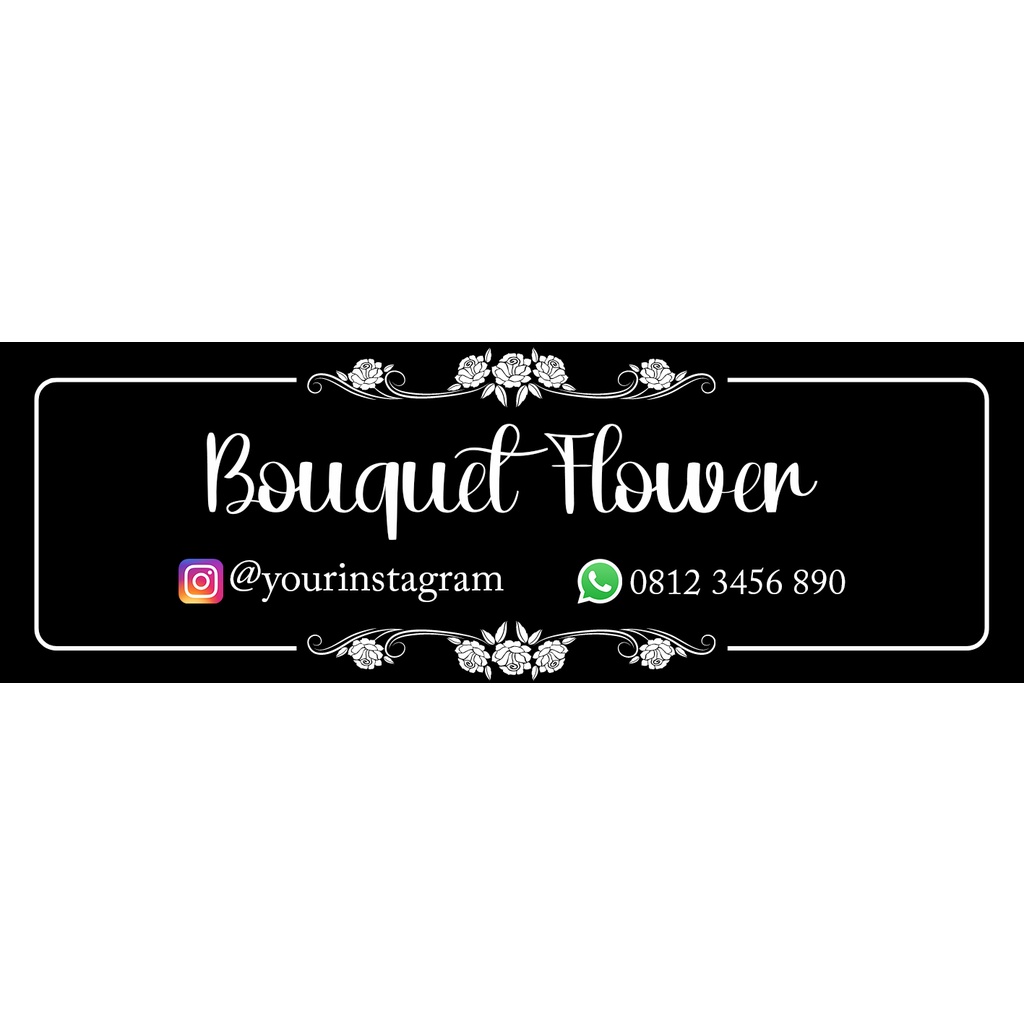 Jual [46pcs] Sticker Buket Bunga Tema Hitam Custom 6x2cm | Shopee Indonesia