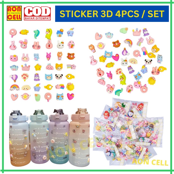 Jual STIKER 3D STICKER TIMBUL 4PCS BOTOL MINUM VIRAL KARAKTER STICKER ...