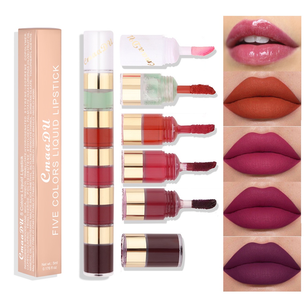 Jual Cmaadu Five Colors Liquid Lipstick 5 In 1 Velvet Matte Lips Gloss