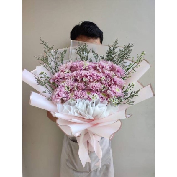 Jual bouquet murah elegan simple aster krisant bunga segar tangerang ...