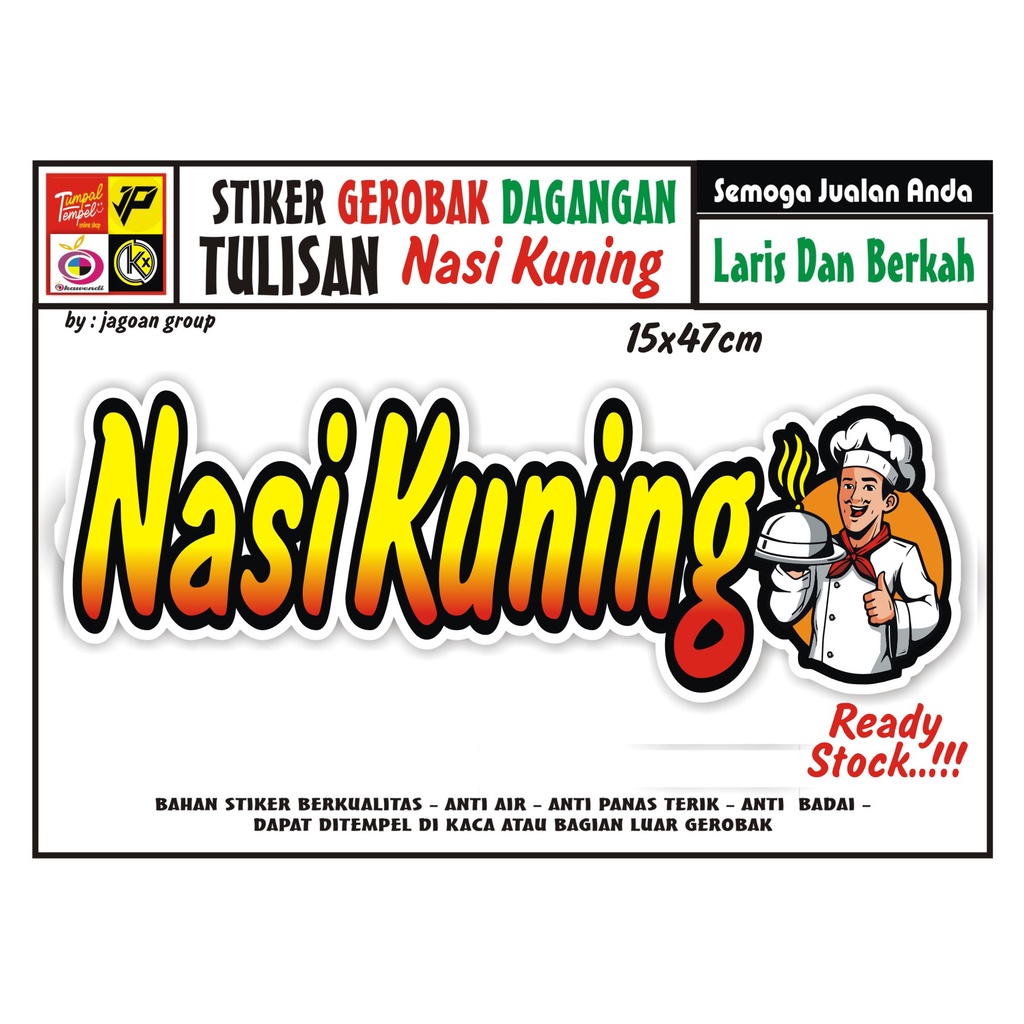 Jual STIKER KACA GEROBAK TULISAN NASI KUNING | Shopee Indonesia