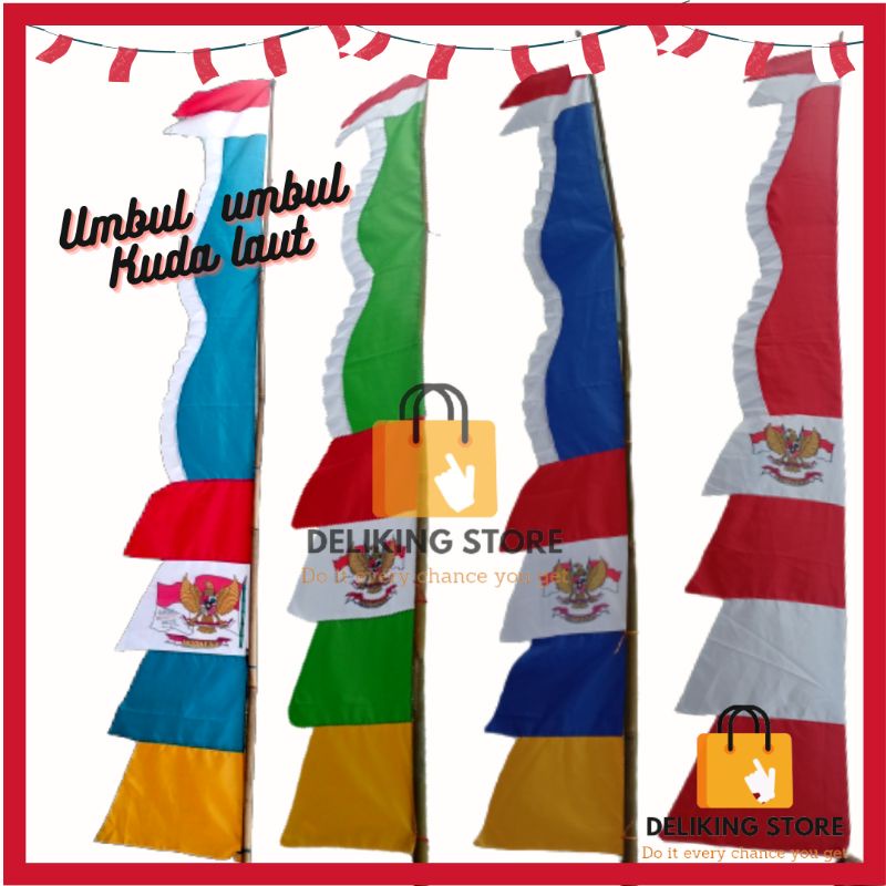 Jual Bendera umbul umbul merah putih warna warni Umbul umbul model baru kuda laut | Shopee Indonesia