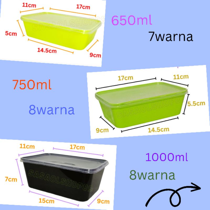 Jual Thinwall Kotak makan Plastik 650ml 750ml 1000ml persegi panjang (satuan) | Shopee Indonesia