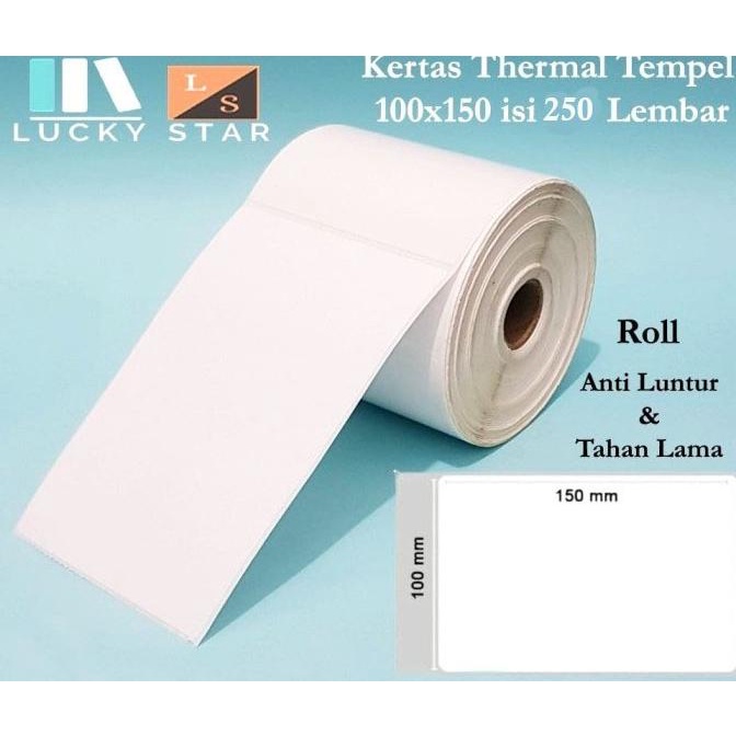 Jual Kertas Resi Label Thermal Barcode Roll A6 100x150mm isi 250 Pcs | Shopee Indonesia