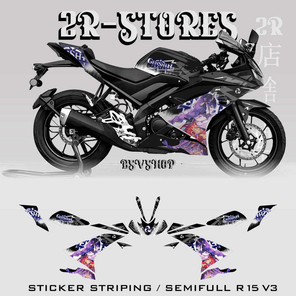 Jual striping yamaha r15 v3 genshin stiker r15 v3 anime genshin semi ...