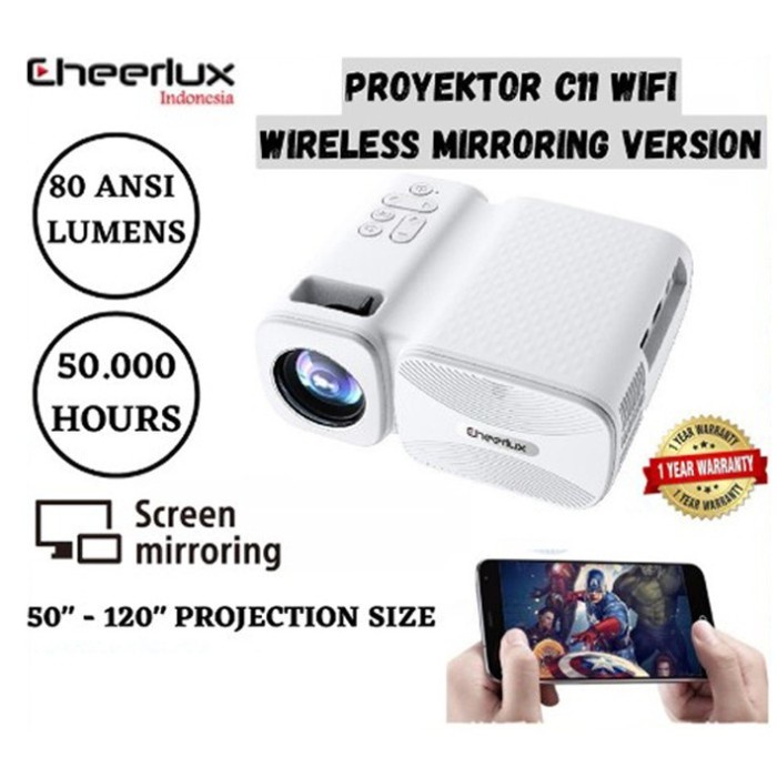 Jual Proyektor CHEERLUX C11 Portable Multimedia LED 2400 Lumens Mini ...