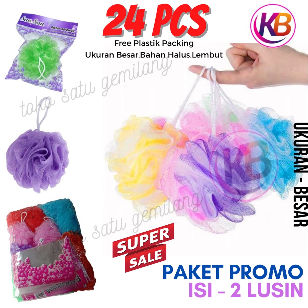 Jual ( 24 Pcs ) Spons Mandi Besar Rainbow 30 GR - Shower puff - Spon ...
