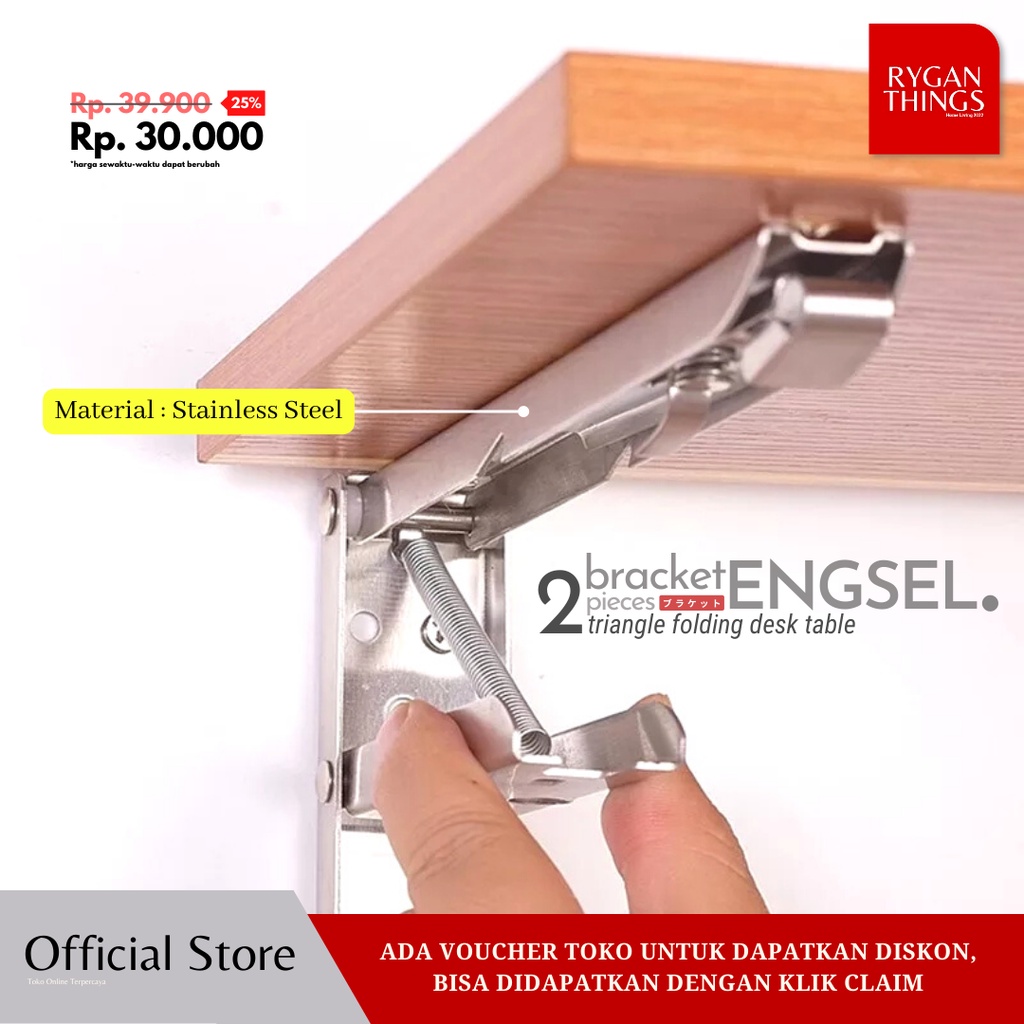 Jual Bracket Engsel Stainless Steel Siku Lipat Meja 65 Kg 8 Inch 2 Pcs ...