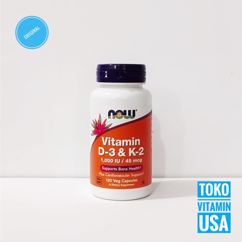 Jual Now Foods Vitamin D3 & K2 120 Veg Capsules Now D3 K2 1000 IU / 45 mcg | Shopee Indonesia