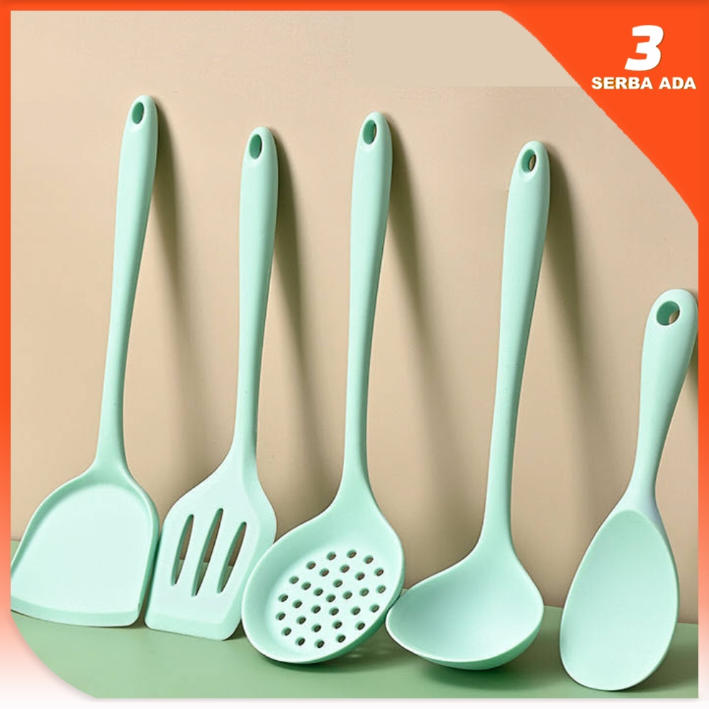Jual Spatula Set Silikon Tahan Panas Warna Hijau / Alat Masak Set Anti ...