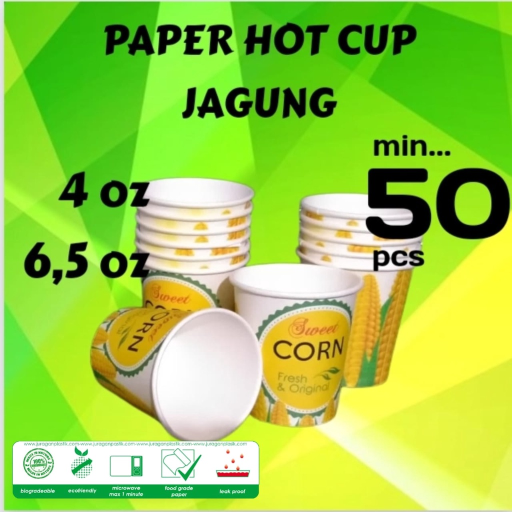 Jual Paper Hot Cup Gelas Kertas Jagung Jasuke Kopi 4 Oz 6,5 Oz 120 ml 190 ml | Shopee Indonesia