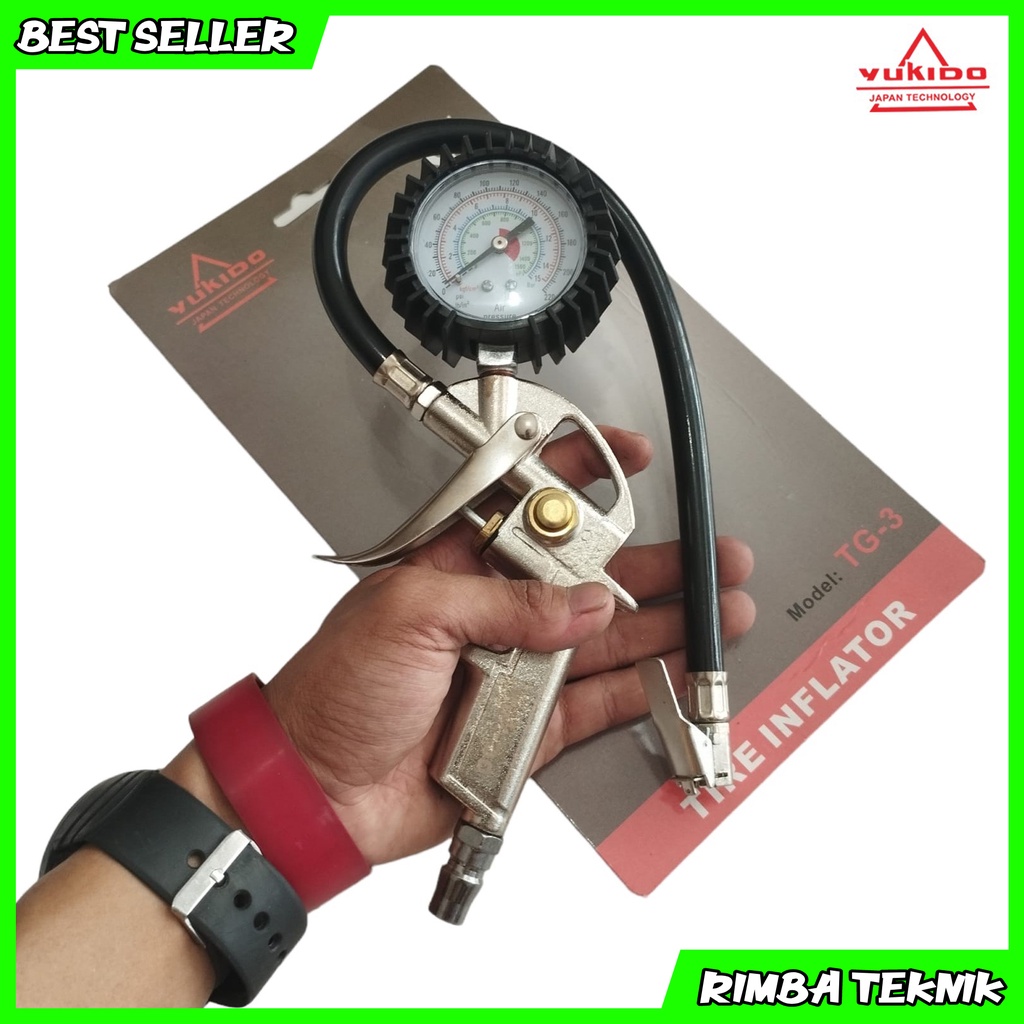 Jual Tire Inflator Air Pressure Gun YUKIDO Isi Ukur Tekanan Angin 3 in ...