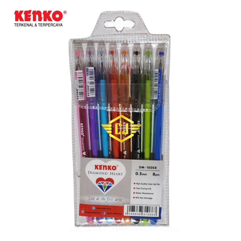 Jual PULPEN KENKO GEL PEN DM-100S8 Diamond Heart Mix 8 Colors (One Card ...