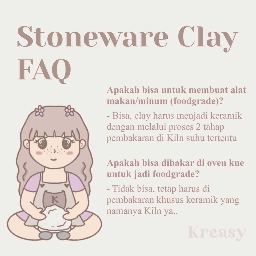 Jual Stoneware Clay 1kg Cream - Natural Fine Stoneware Clay - Ceramic ...